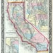 California 1860 Map Mitchell Old "county Map" Reprint State - Etsy
