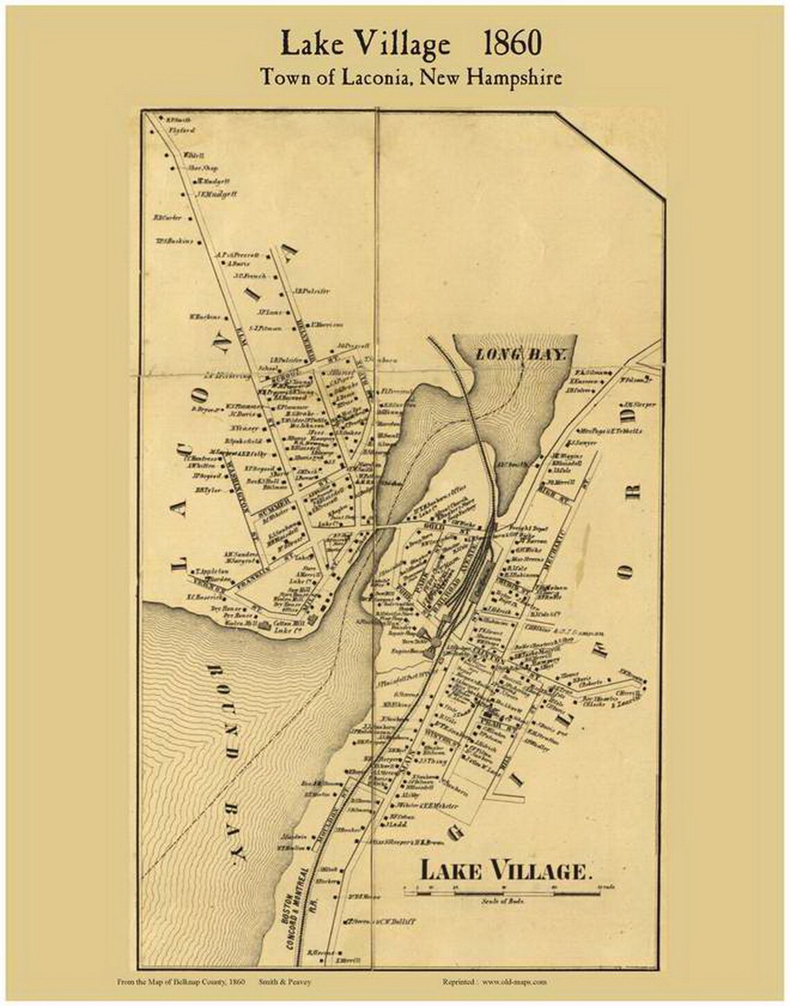 Laconia Lake Village 1860 Old Town Map With Homeowner Names - Etsy