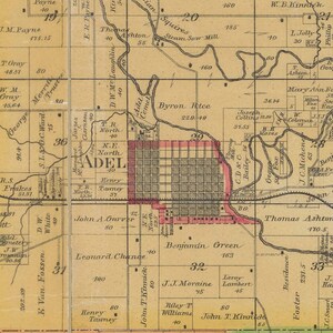 Dallas County Iowa 1883 Old Wall Map With Landowner Names Farm Lines ...