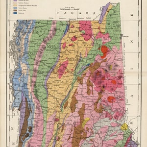 New Hampshire and Vermont Geology in 1877 - Old Map Reprint Showing ...