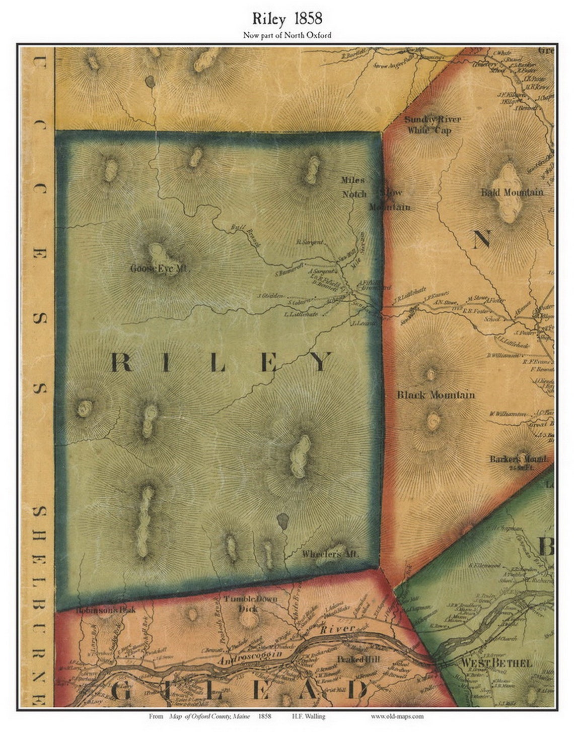 Riley 1858 Old Town Map With Homeowner Names Maine Reprint - Etsy