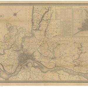Philadelphia County PA 1843 Old Wall Map - Homeowner Names - Reprint ...