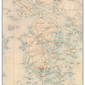 Deer Isle 1904 Old Topographic Map USGS Custom Composite Reprint Maine ...