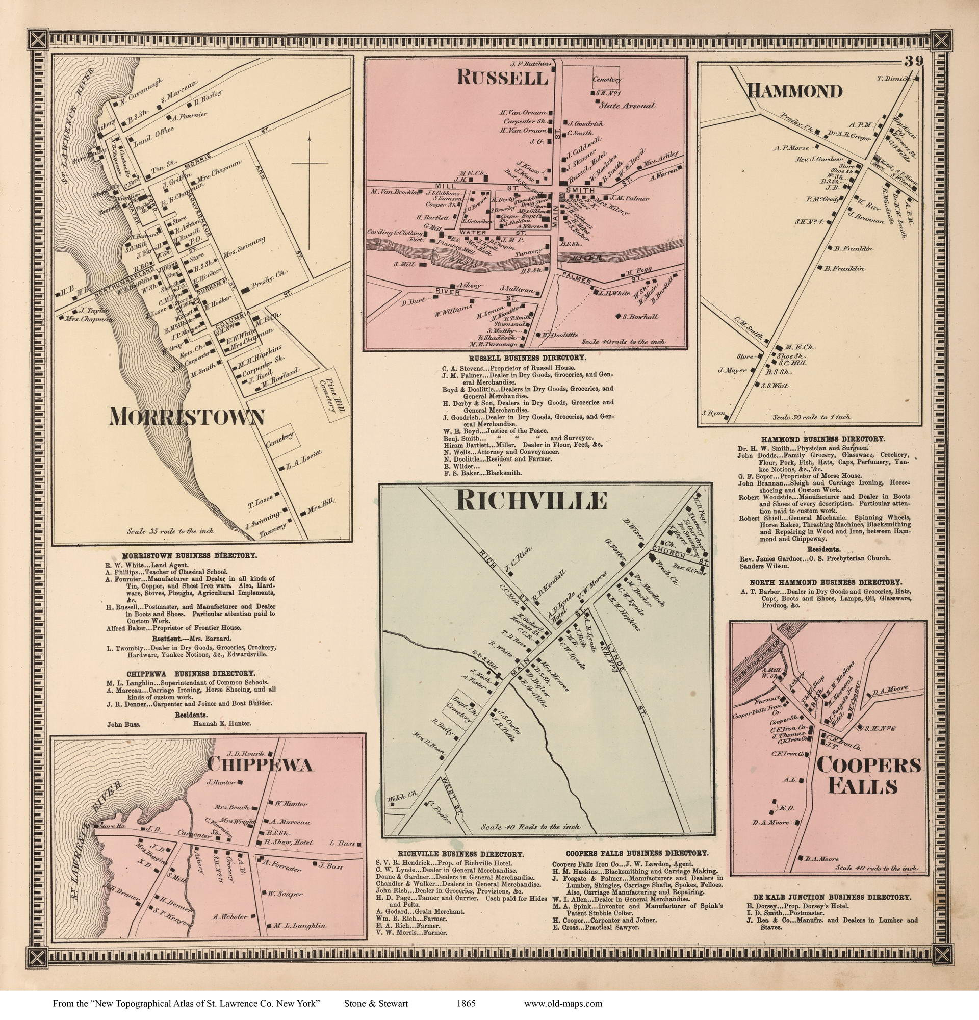 Morristown, Richville, Russell, Hammond, Cooper Falls 1865 - St ...