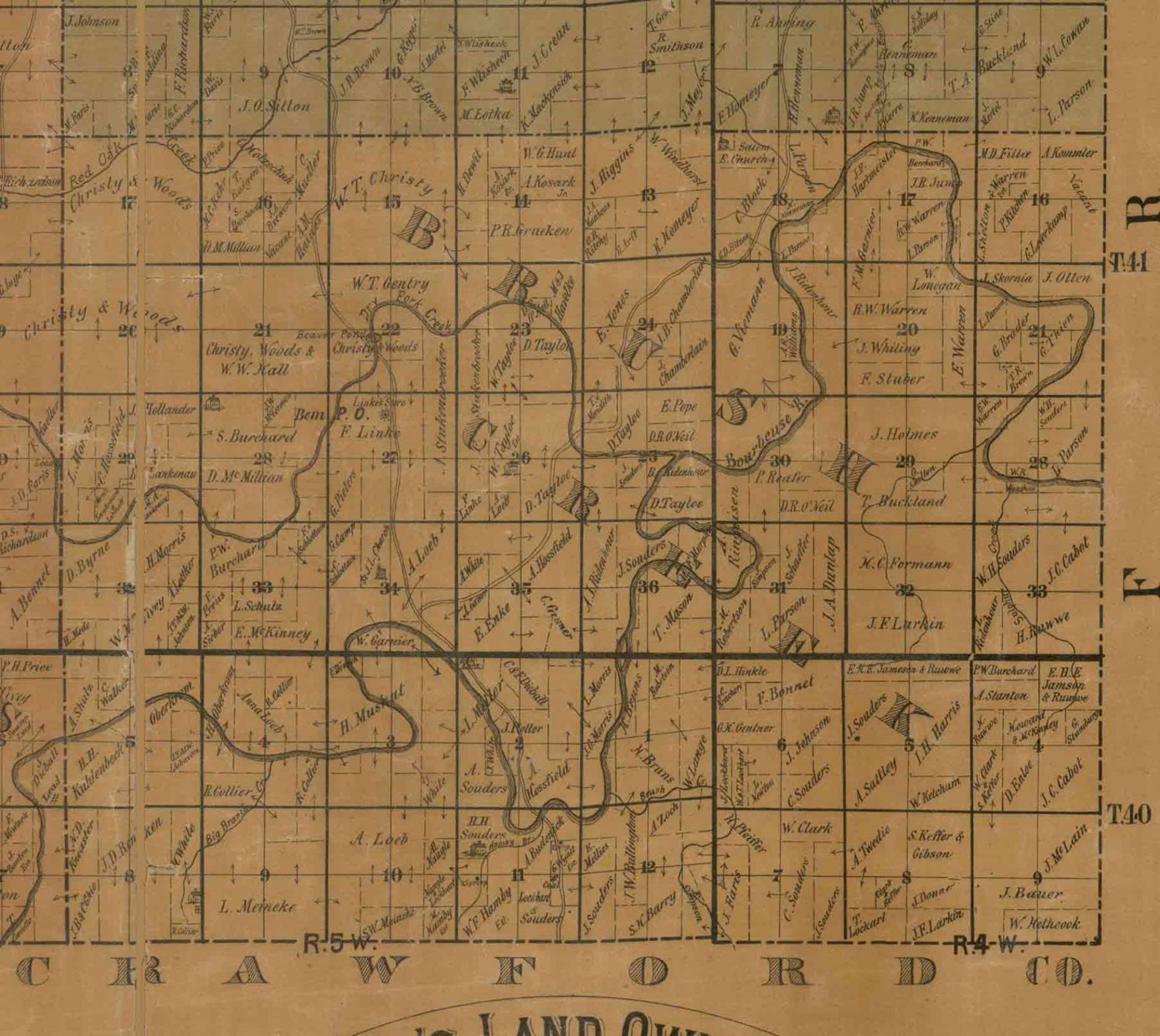 Gasconade County Missouri 1875 - Old Wall Map With Landowner Names ...