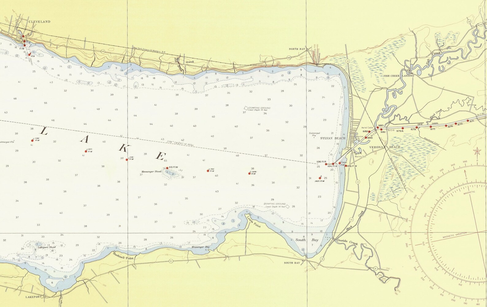 Oneida Lake 1956a NY Nautical Map Reprint - Great Lakes NY #3 - 184 - Etsy