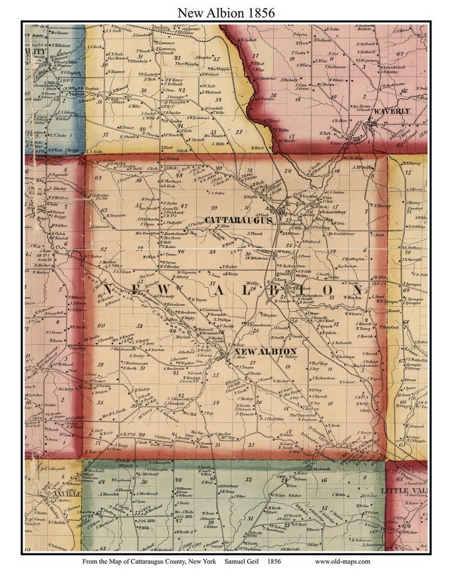 Wall Hangings Home & Living Onondaga 1852 Old Town Map with Homeowner ...