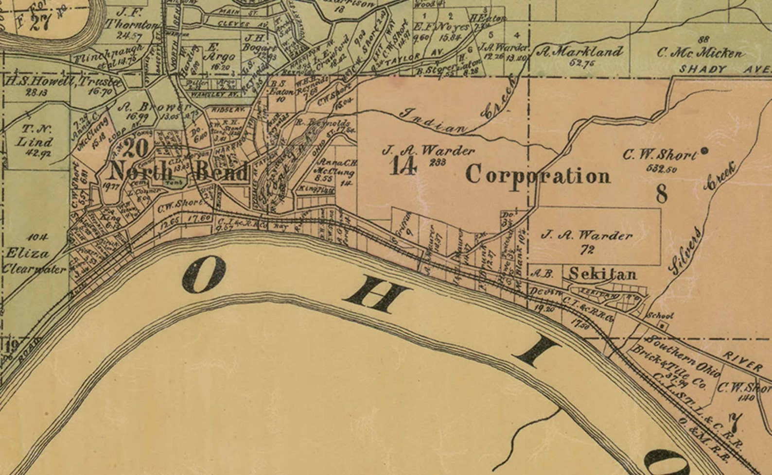 Hamilton County Ohio 1884 - Old Wall Map Reprint With Homeowner Names ...