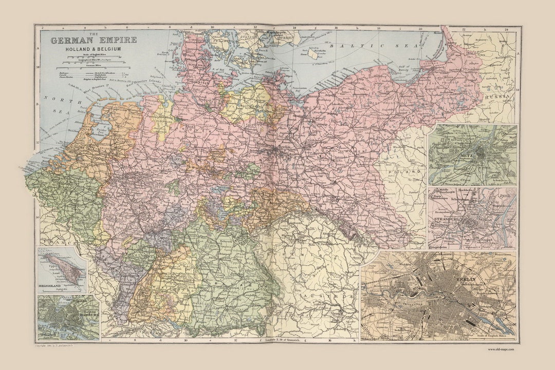 Germany 1892 Appleton Old Map - Europe - Etsy