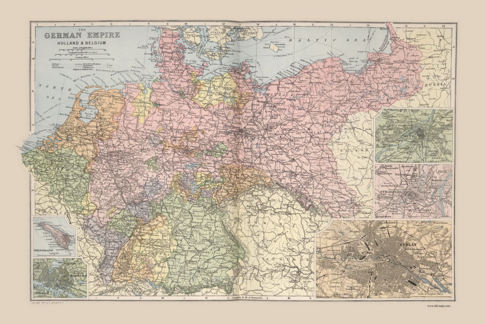 Germany 1892 Appleton Old Map - Europe - Etsy