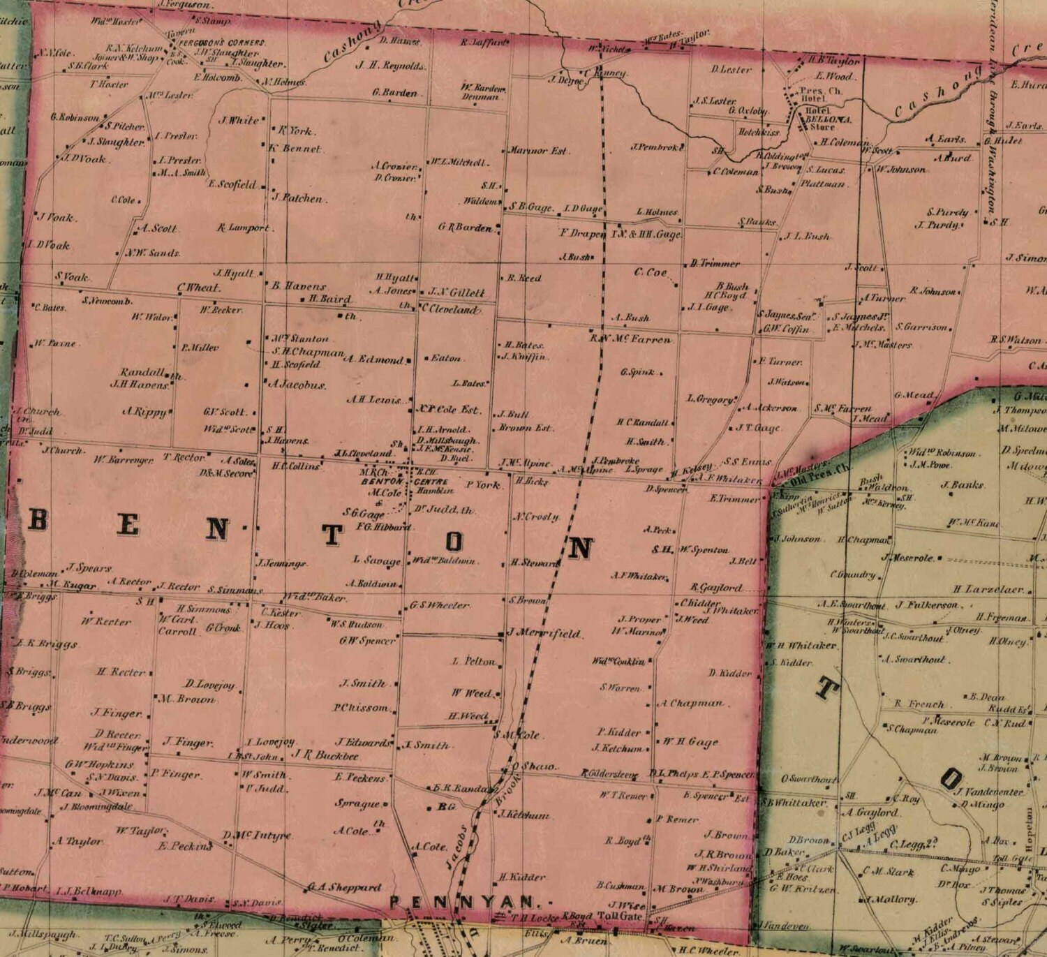 Yates County New York 1855 Old Wall Map Reprint With | Etsy