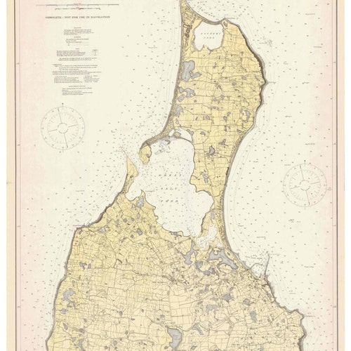 Block Island 1952b Nautical Map by the USCGS Rhode Island - Etsy