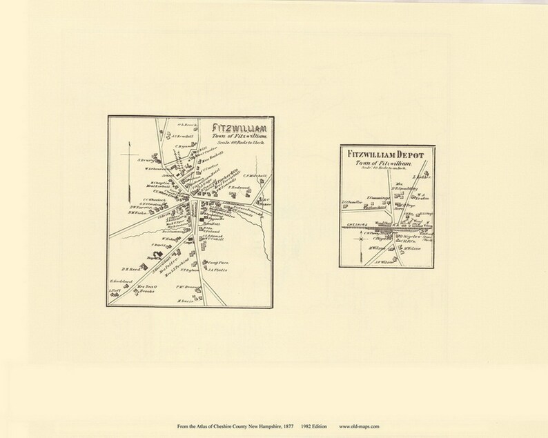 Fitzwilliam Village 1877 Old Town Map With Homeowner Names New ...