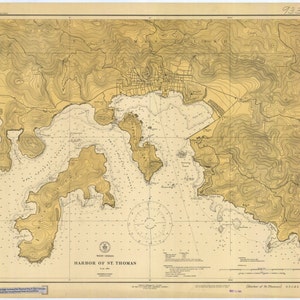 Saint Thomas Harbor - Virgin Islands - 1920 Nautical Map Including ...