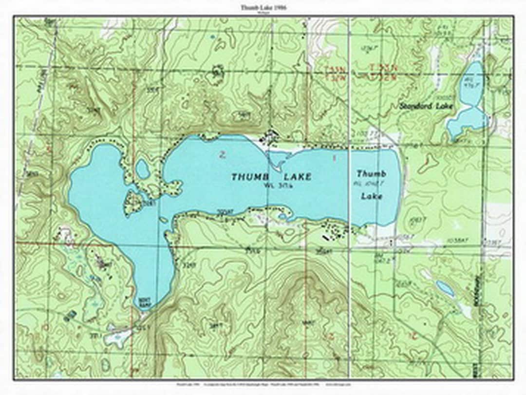 Thumb Lake - 1986 Map Reprint - Michigan - Old Topographic USGS Custom ...