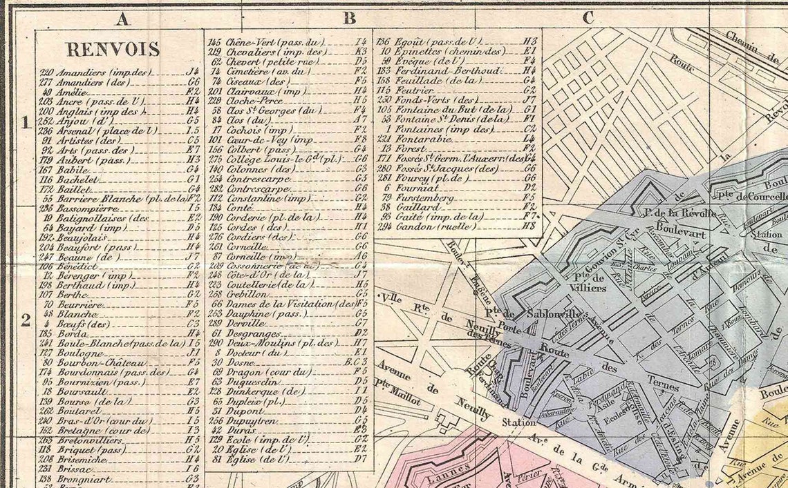 Old Map of Paris 1864 France 20 Arrondissements and 80 | Etsy