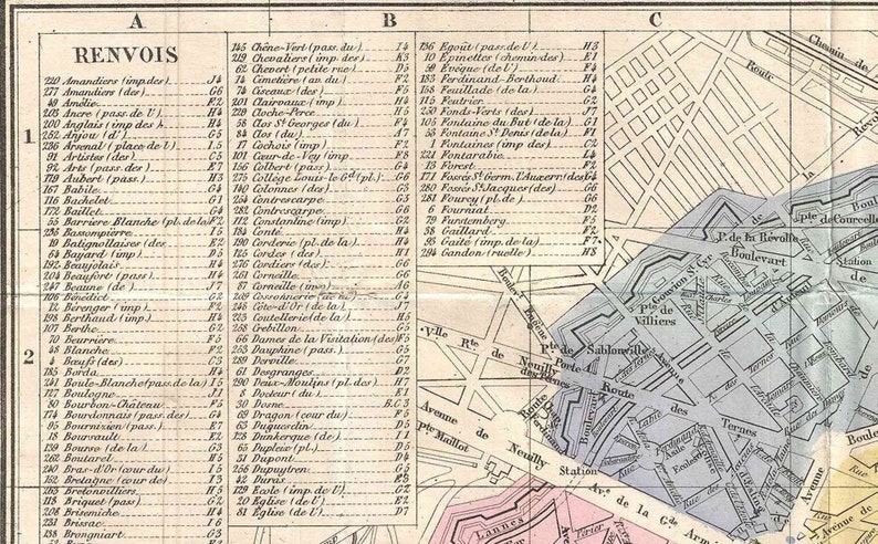 Old Map of Paris 1864 France 20 Arrondissements and 80 | Etsy