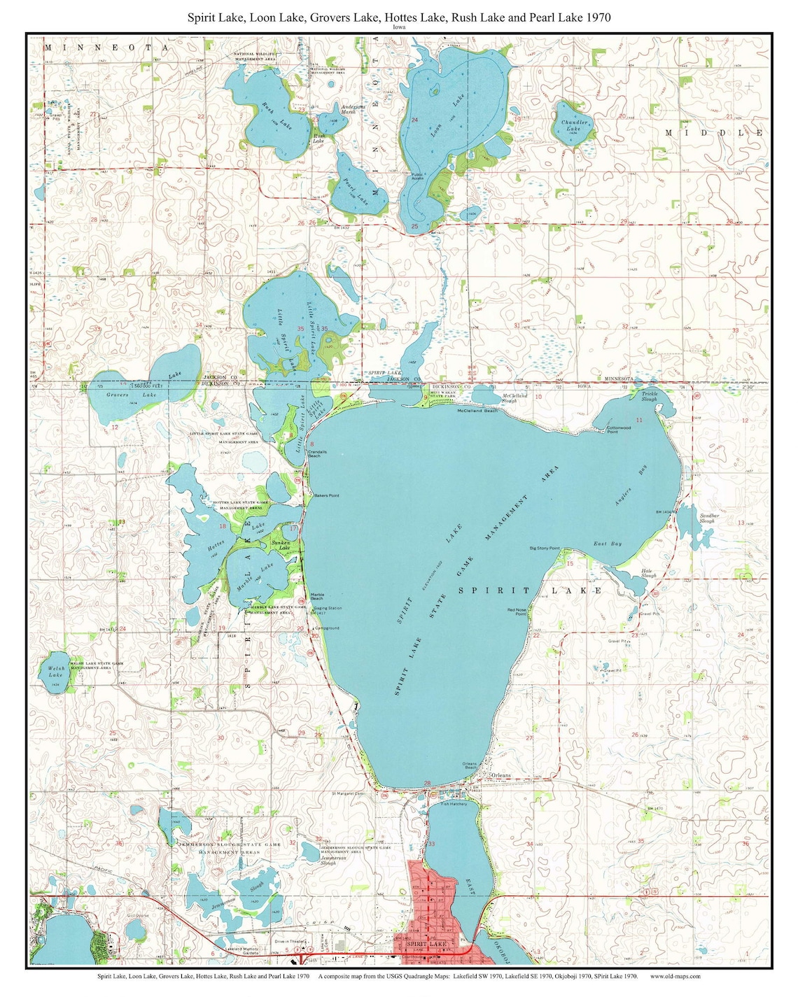 Spirit Lake 1970 Old Map Topo Custom Composite USGS Reprint - Etsy