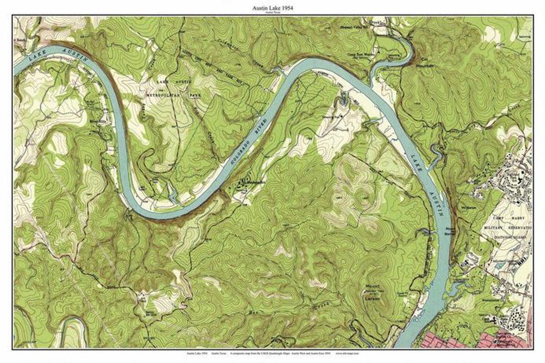 Austin Lake 1954 Austin Texas Old Map - USGS Custom Composite Lake ...