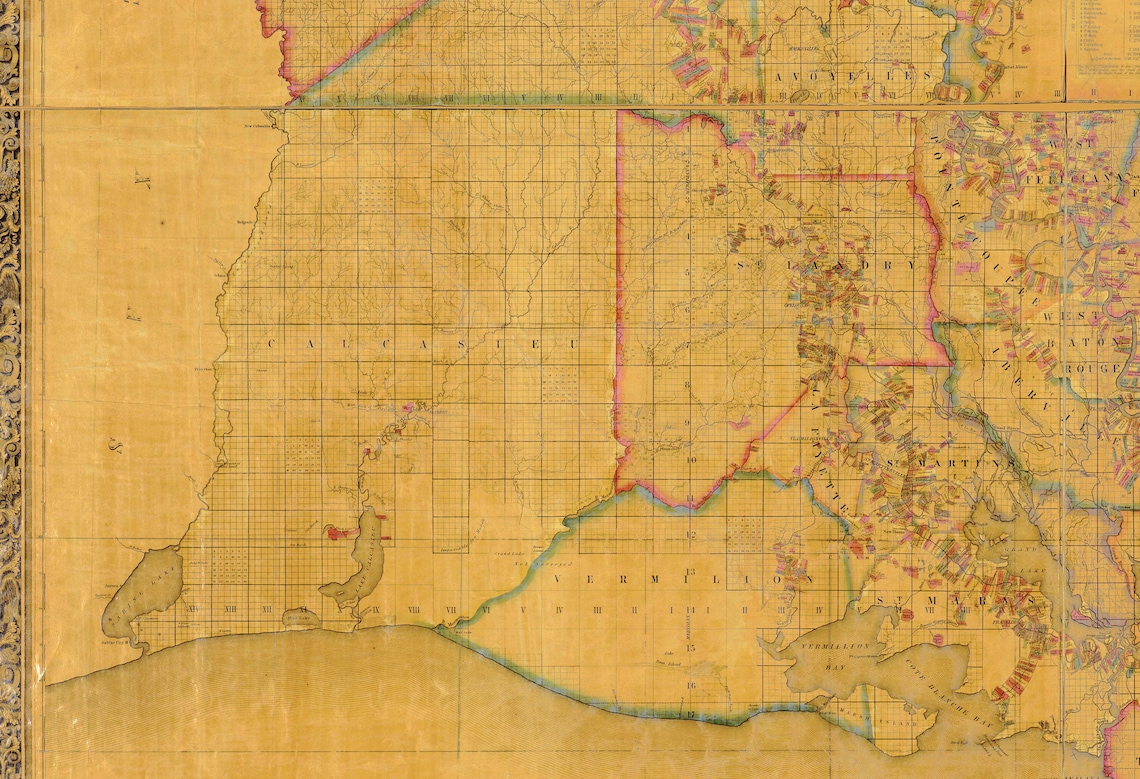 Louisiana 1853 State Map With Landowner Names Plantations - Etsy