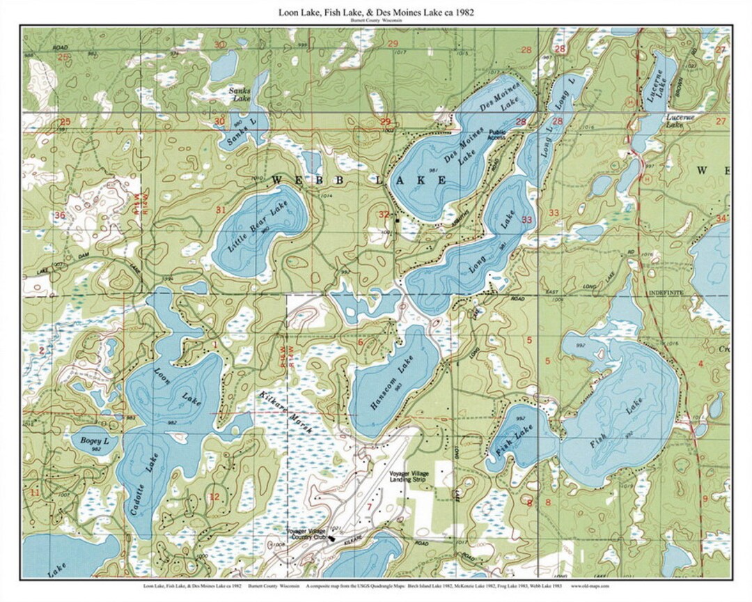 Loon Lake and Fish Lake 1982 Burnett County - USGS Old Topographic Map ...