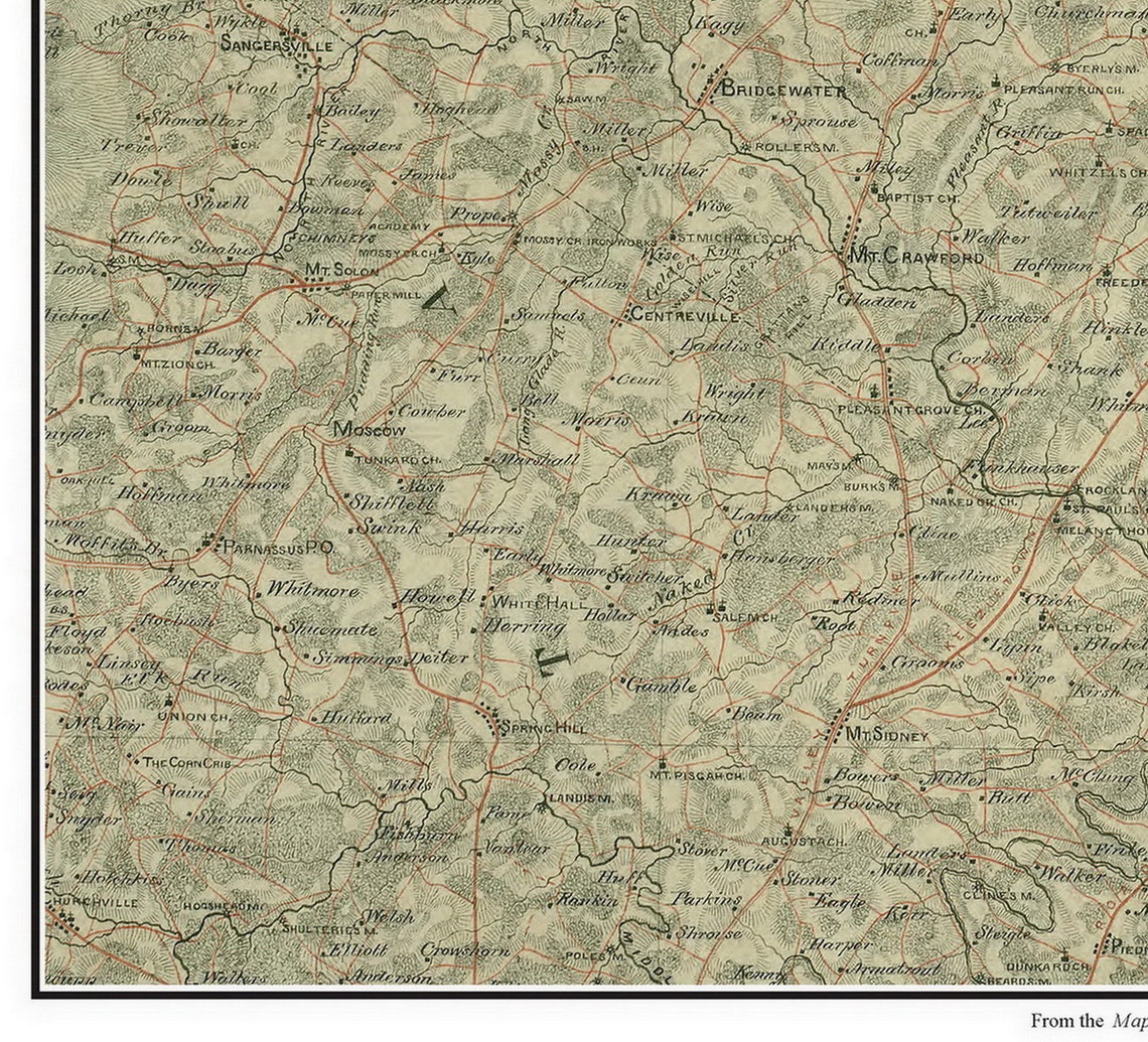 Rockingham County 1864 Old Map With Homeowner Names Virginia | Etsy
