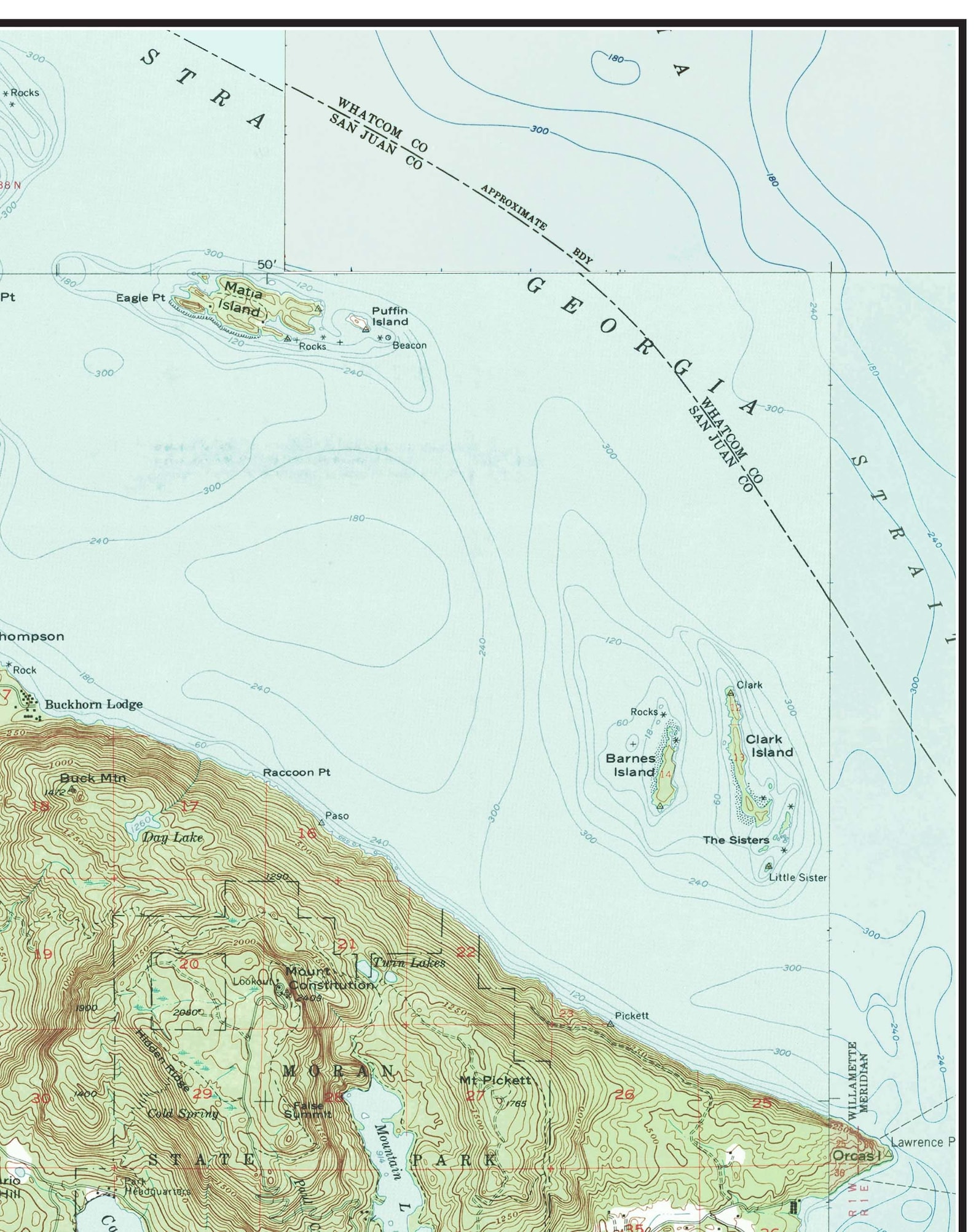 Orcas Island Ca. 1957 USGS Old Topographic Map Custom | Etsy