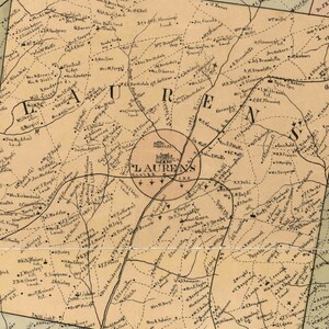 Laurens County South Carolina 1883 - Wall Map With Homeowner Names ...