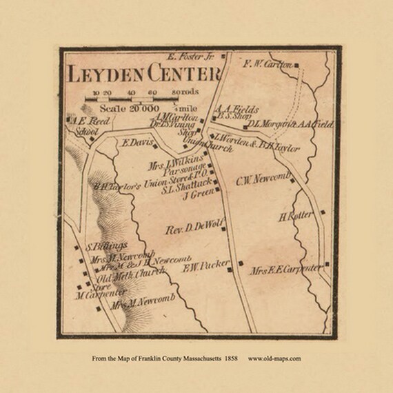 Leyden Center Old Town Map With Homeowner Names | Etsy
