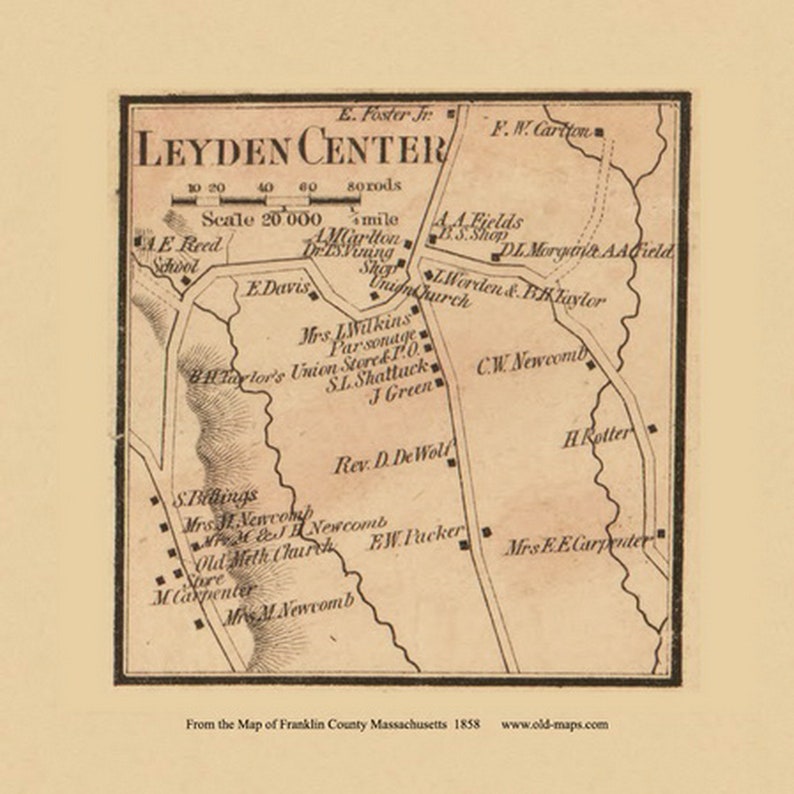 Leyden Center Old Town Map With Homeowner Names - Etsy
