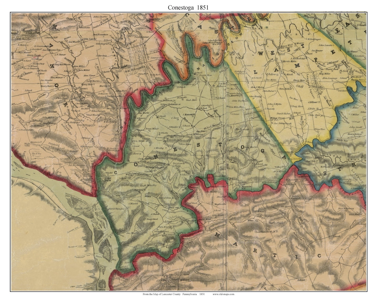 Conestoga 1851 Old Town Map With Homeowner Names - Etsy