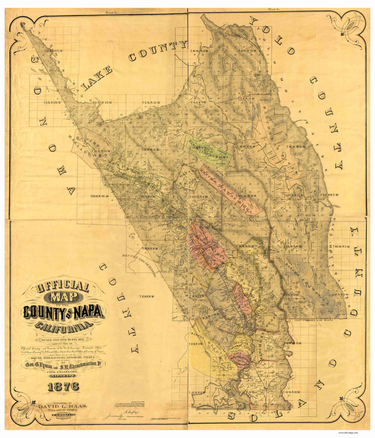 Napa County California 1876 Old Wall Map Reprint with | Etsy