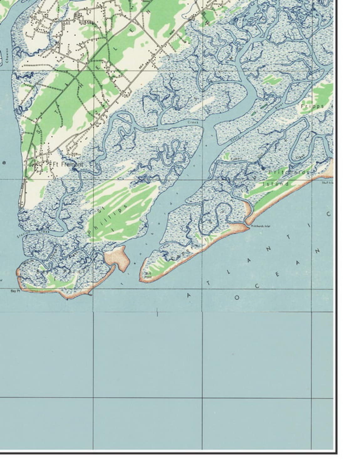 Beaufort South Carolina 1948 Old Topographic Map USGS Custom - Etsy