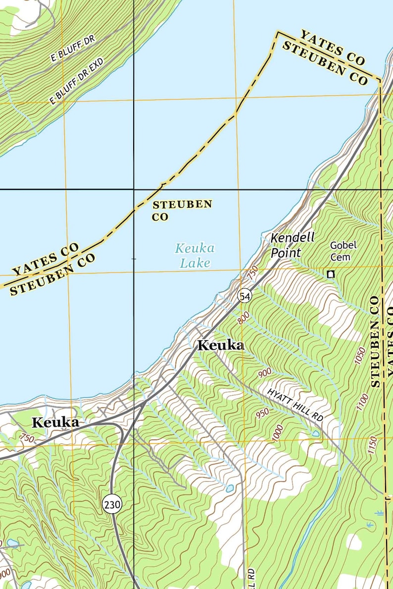 Keuka Lake 2016 USGS Topographic Map Custom Composite - Etsy