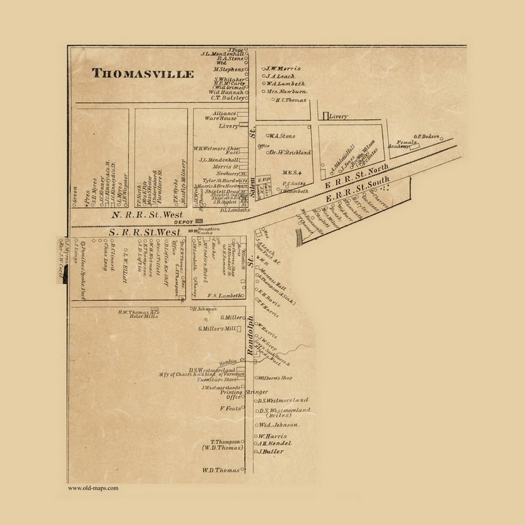 Thomasville Village 1890 Old Town Map With Homeowner Names - North ...