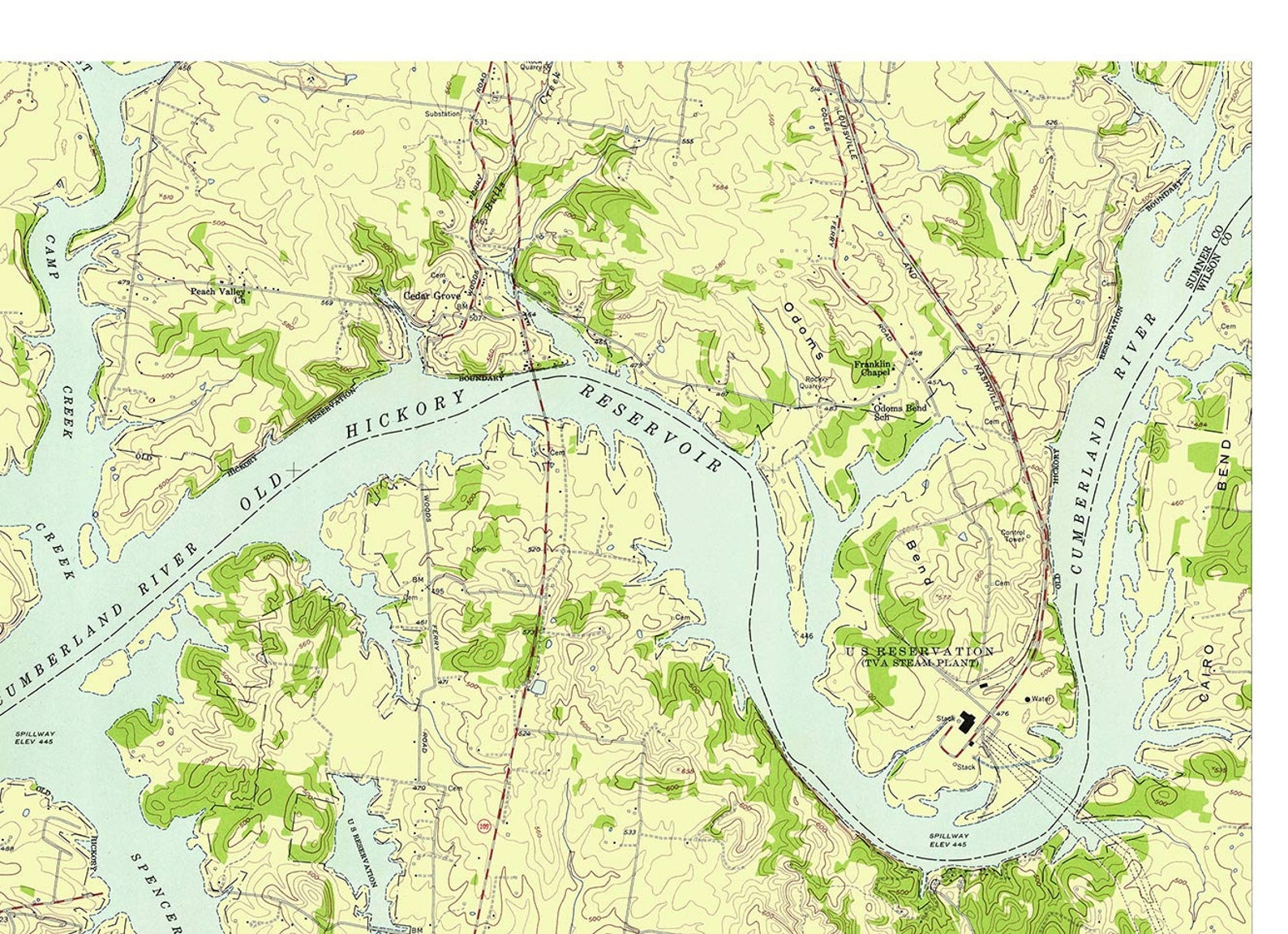Old Hickory Lake 1957 Old Map Topo Nashville Cumberland River - Etsy UK
