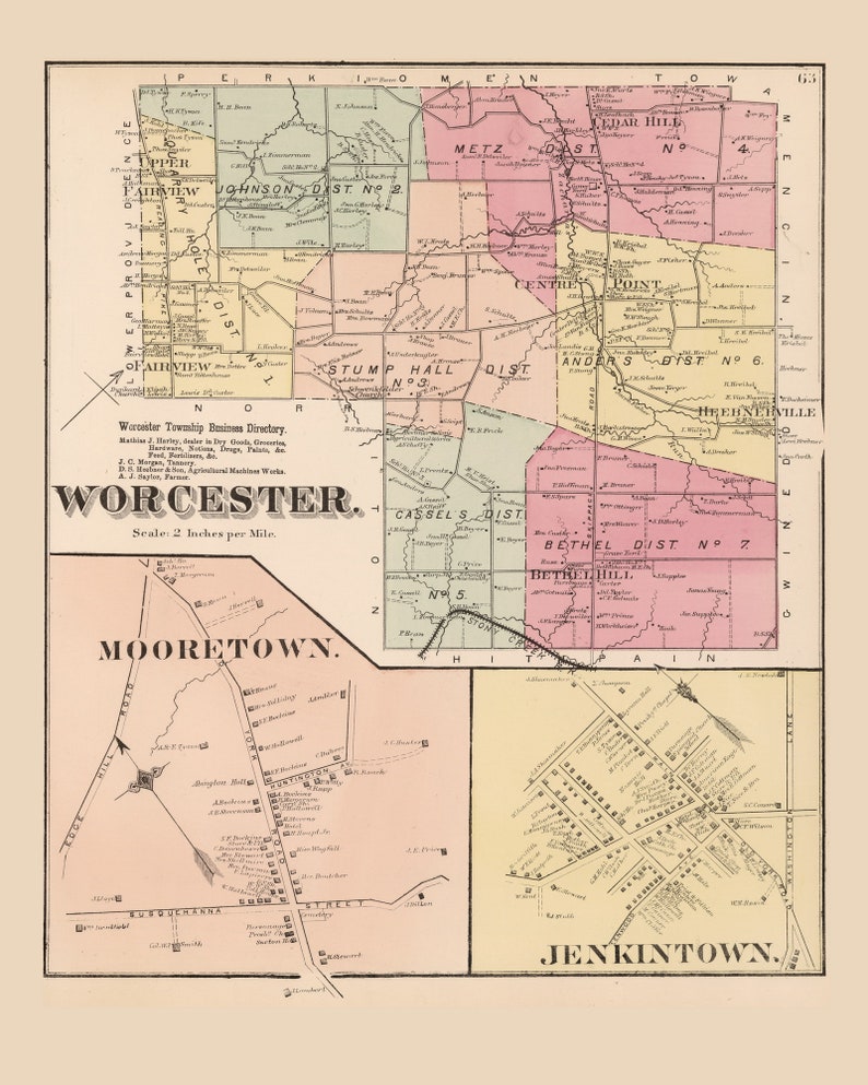 Worcester 1871 Old Town Map Homeowner Name Mooretown - Etsy