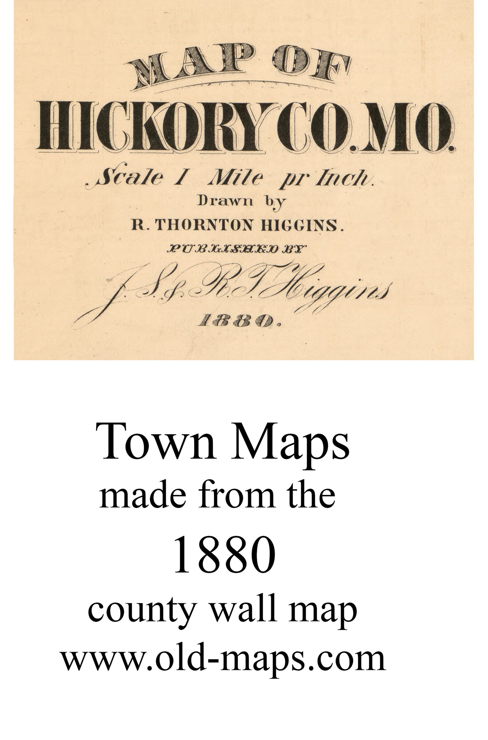Stark 1880 Old Town Map With Homeowner Names Black Oak Point Missouri ...