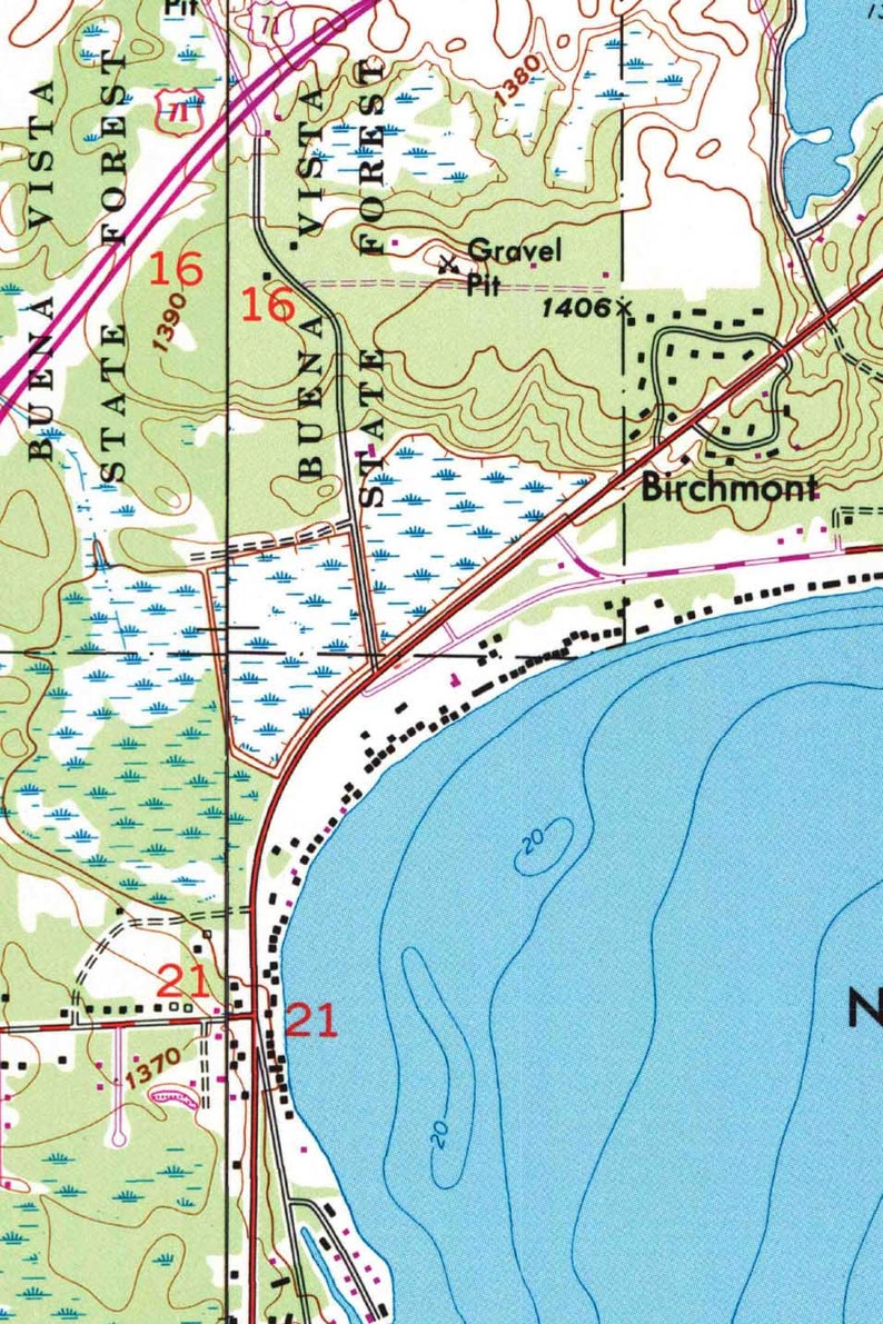 Lake Bemidji ca. 1972 USGS Old Topographic Map Custom | Etsy