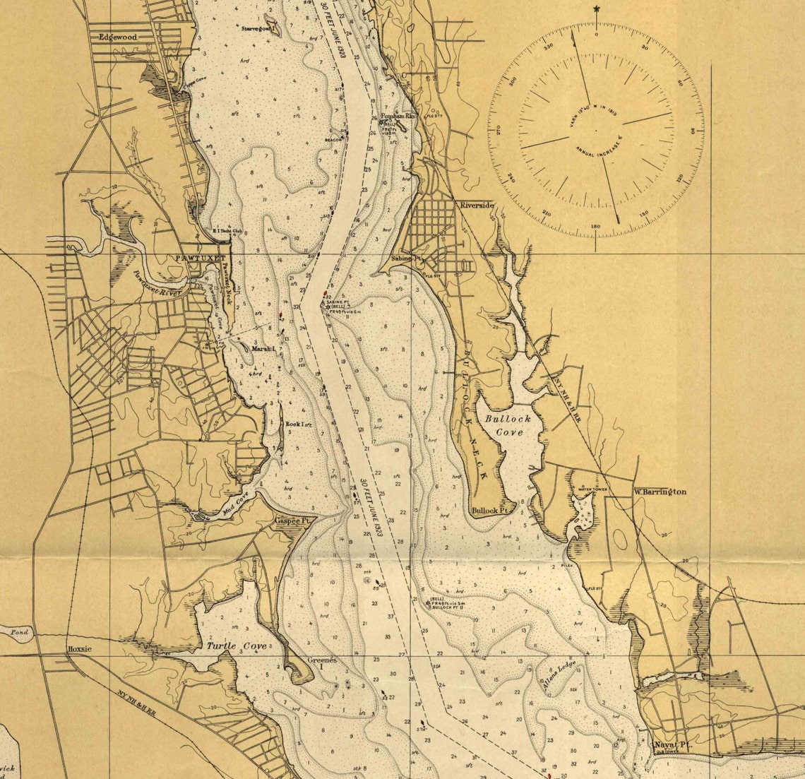 Providence River RI 1924 Nautical Map by the USCGS Reprint - Etsy