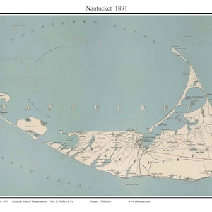 Nantucket 1891 Map by Walker - Custom Reprint - Etsy
