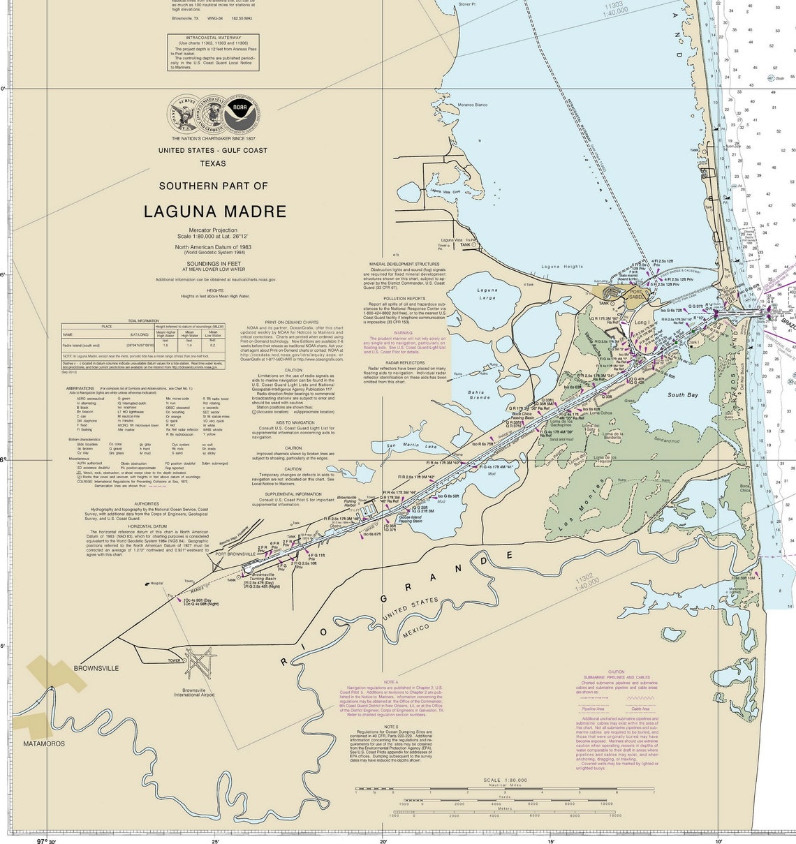 Southern Laguna Madre 2013 Nautical Old Map Reprint Rio - Etsy