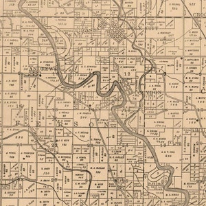 Polk County Iowa 1895 Old Wall Map With Landowner Names Farm Lines ...