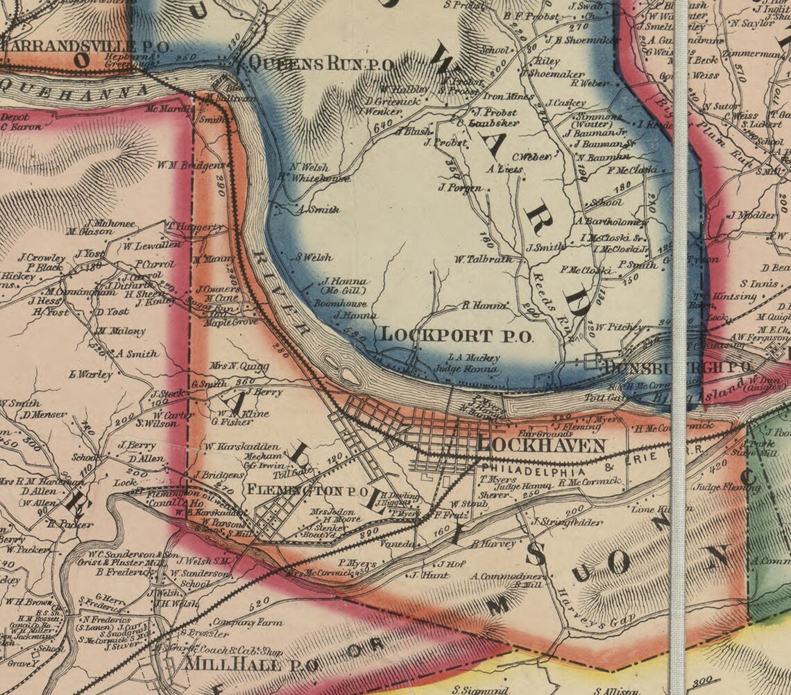 Clinton County Pennsylvania 1862 Old Wall Map With Homeowner - Etsy New ...