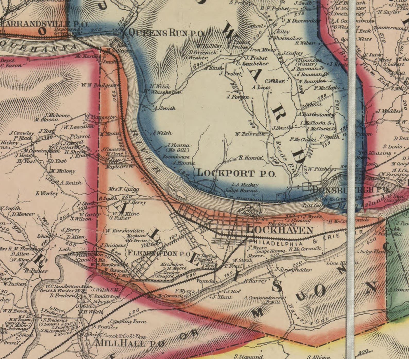 Clinton County Pennsylvania 1862 Old Wall Map With Homeowner - Etsy New ...