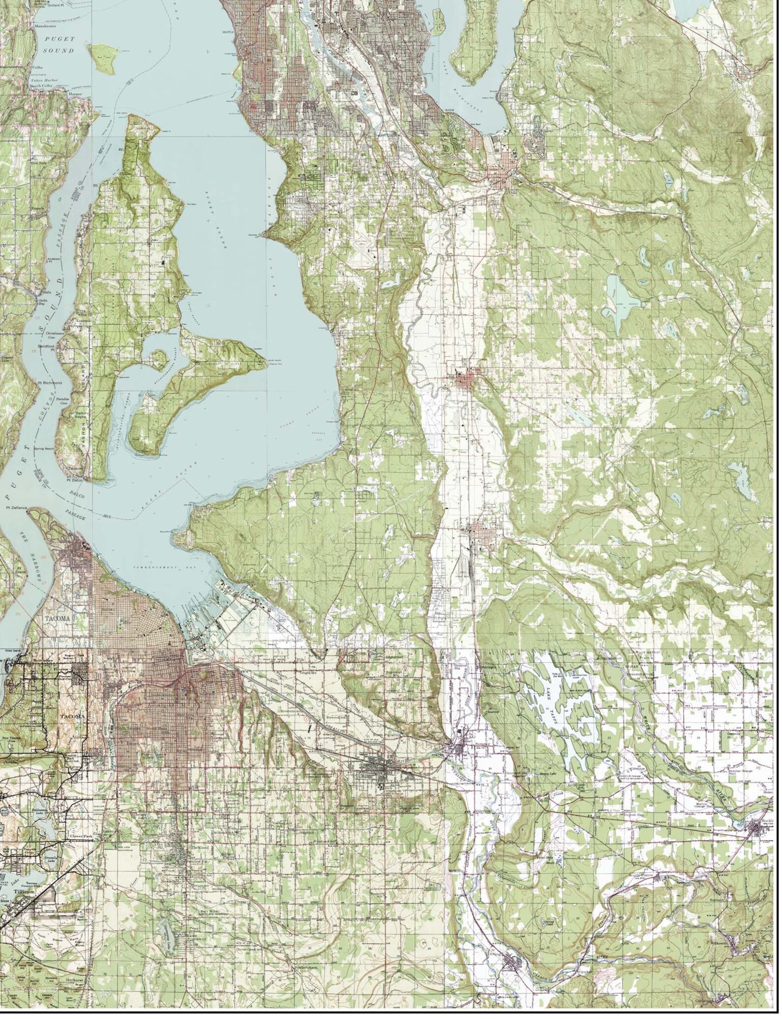 Puget Sound - Ca. 1940 - USGS Old Topographic Map Custom Composite ...