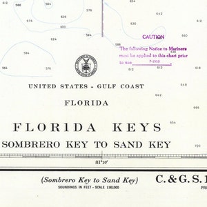 Sombrero Key to Sand Key 1958 - Nautical Map Fanny Keys Florida 80000 ...