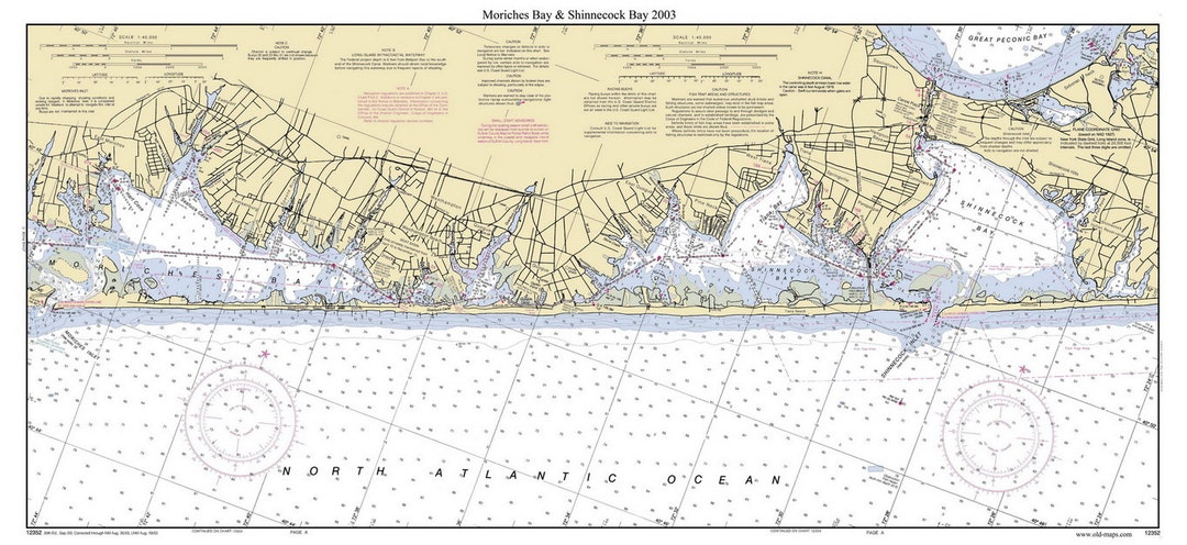 Moriches Bay - Shinnecock Bay Westhampton 2003 Nautical Chart - Long ...