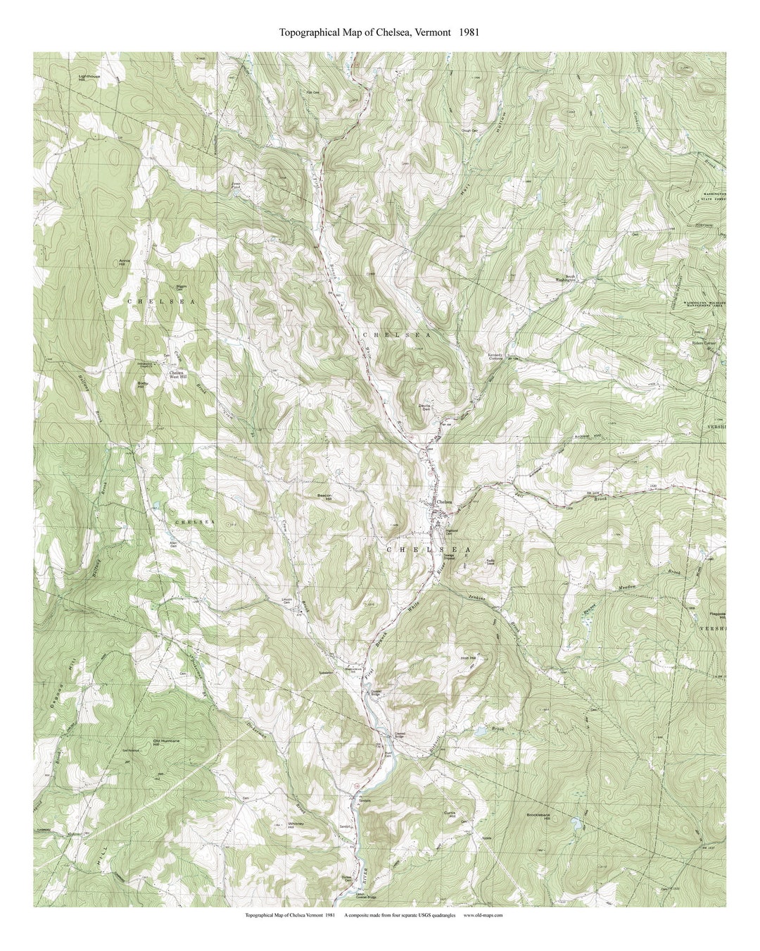 Chelsea Vermont 1981 Old Topographic Map - USGS Topo Custom Composite ...