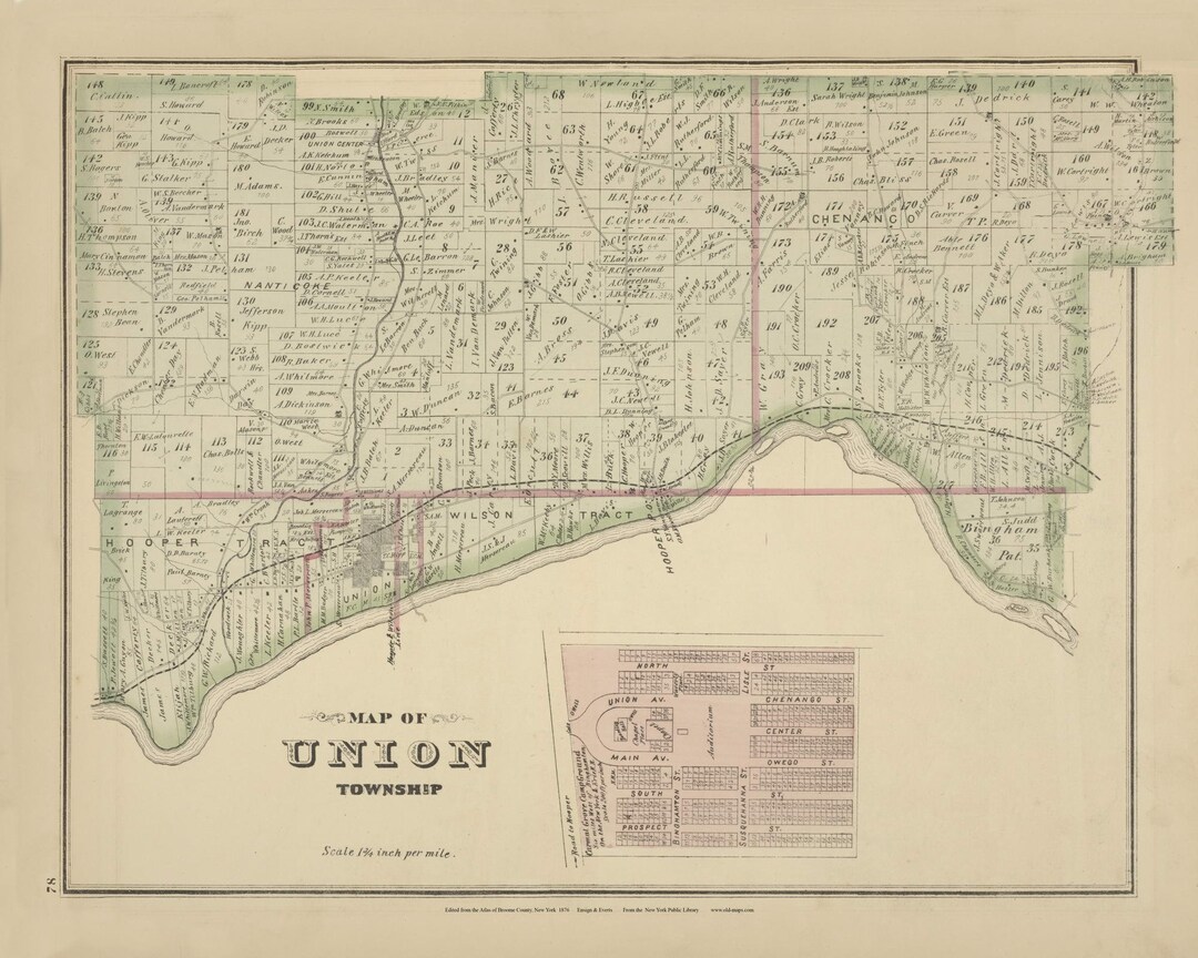 Union Township - 1876 - Old Town Map Reprint - Susquehana River ...